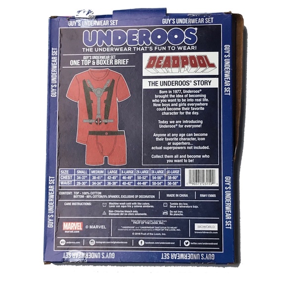 Marvel | Underwear & Socks | Deadpool Mens Underoos Underwear Set Small ...